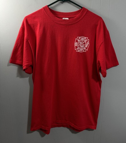 Mens Fire Dept Red T Shirt, Size Large. Anvil Tag Firefighters EMT ...