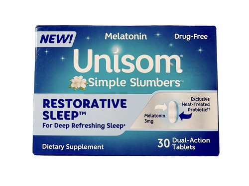 Unisom Simple Slumbers 30 count date 12/23 Melatonin Dual Action ...