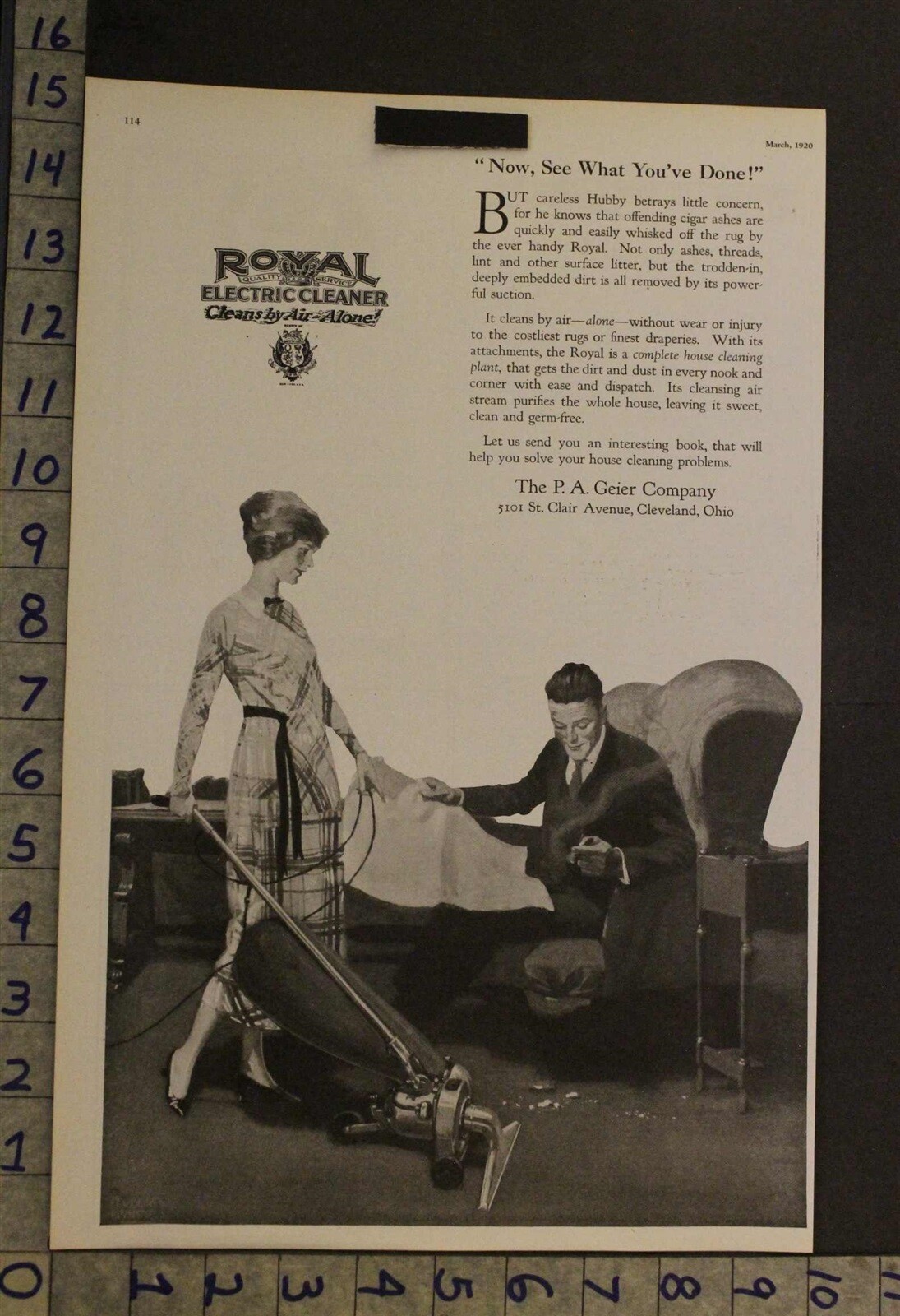 1920 ROYAL VACUUM CLEANER SWEEPER HERBERT BOHNERT ART HOUSE HOME DECOR ...