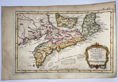 CANADA ACADIA NOVA SCOTIA DATED 1757 NICOLAS BELLIN ANTIQUE MAP 18TH ...
