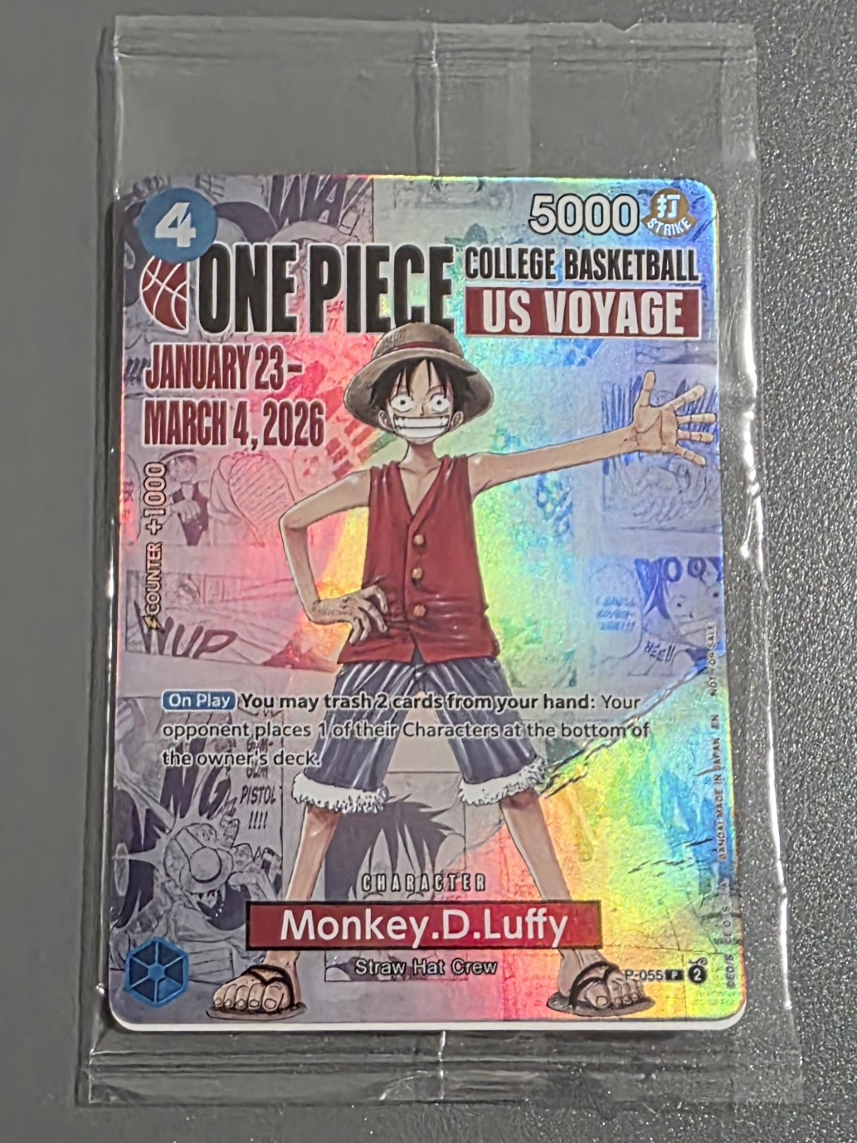 One Piece Card Game MONKEY D. LUFFY College Basketball Promo SEALED ...