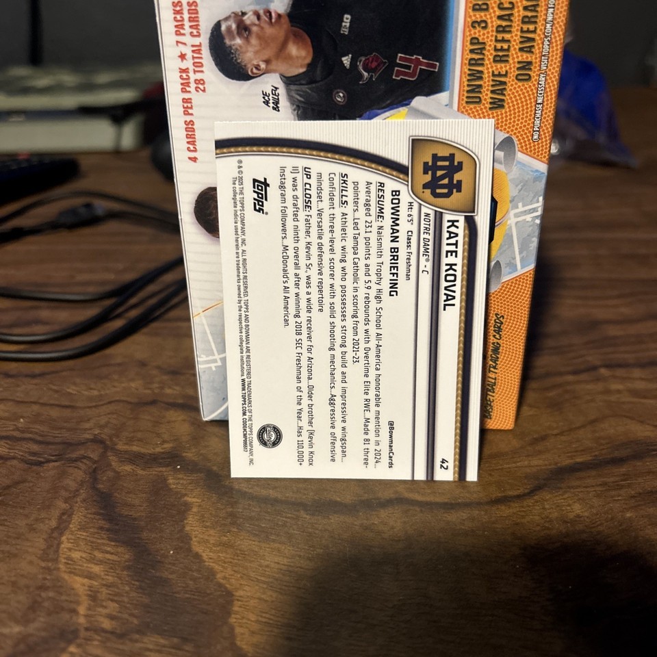 2024-25 Bowman Chrome University Basketball Kate Koval Purple Lava ...