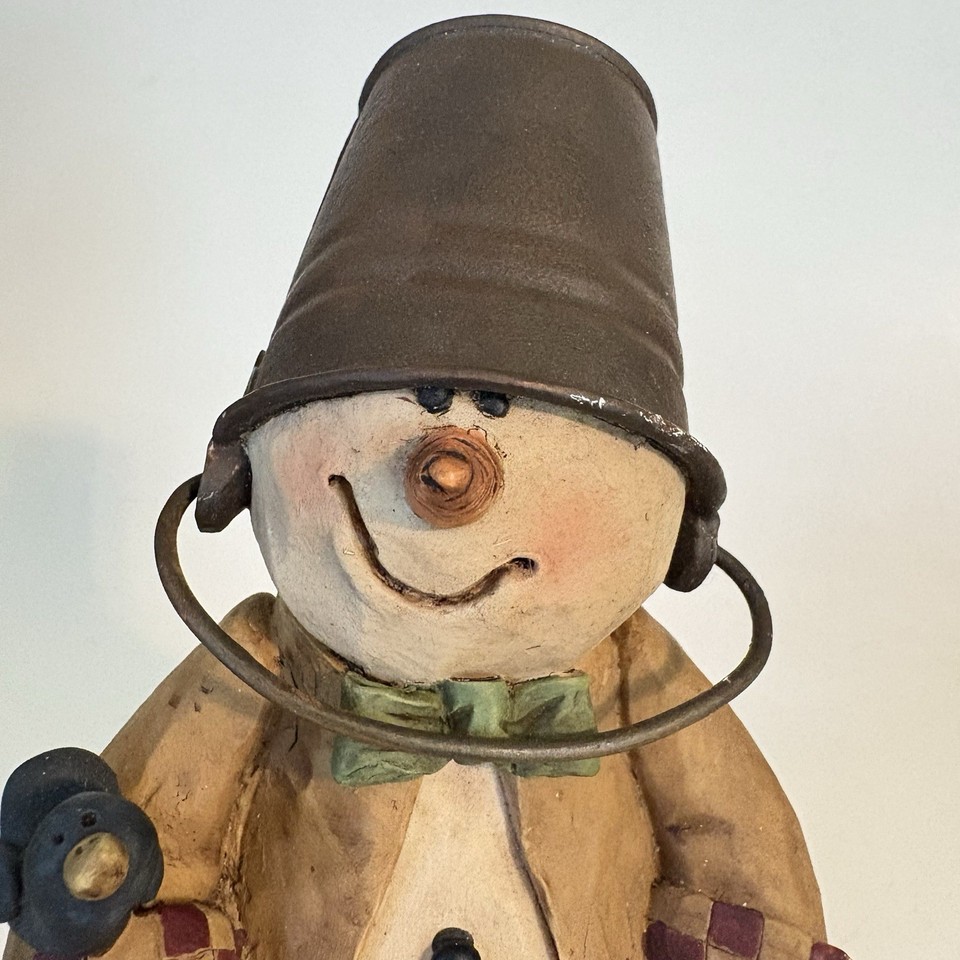 2 Blossom Bucket Suzi Skoglund Snow Lady w/ Baby & Snow Man w/ Bucket ...