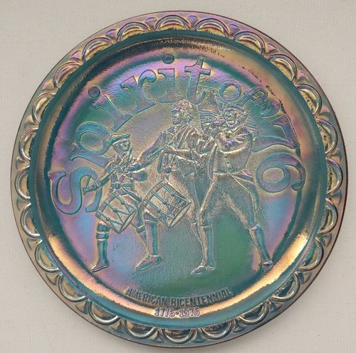 Carnival Glass Blue Plate~Spirit Of ‘76~American Bicentennial Vintage ...