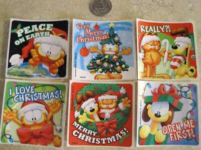 RETIRED 6 LARGE * GARFIELD ODIE STICKERS * CHRISTMAS * SANTA SCRAPBOOK ...