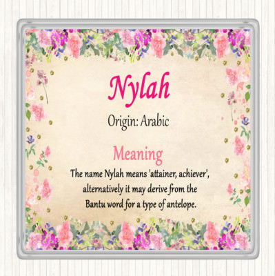 Nylah Name Meaning Drinks Mat Coaster Floral | eBay UK