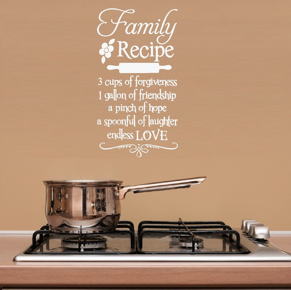Family Recipe: Kitchen Wall Decal 13" x 24 | eBay