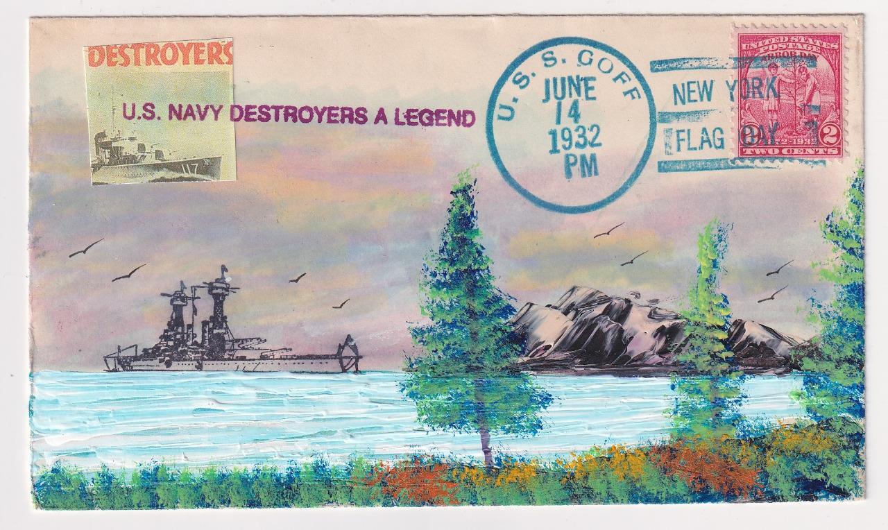 1932 USS GOFF DD-247 Flag Day NYC Morrissey Handpainted Naval Cover ...