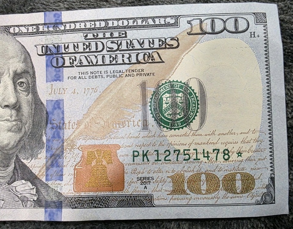 Series of 2017A $100 (one hundred dollar) STAR NOTE ...PK 12751478 ...