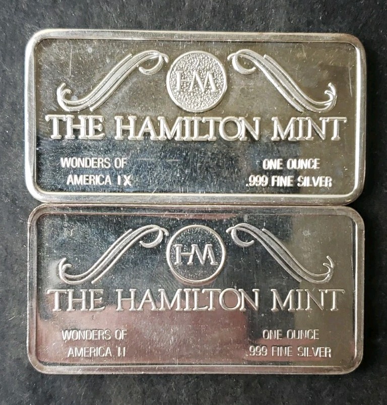 Two Hamilton Mint 1oz Silver Wonders of America Bars | eBay