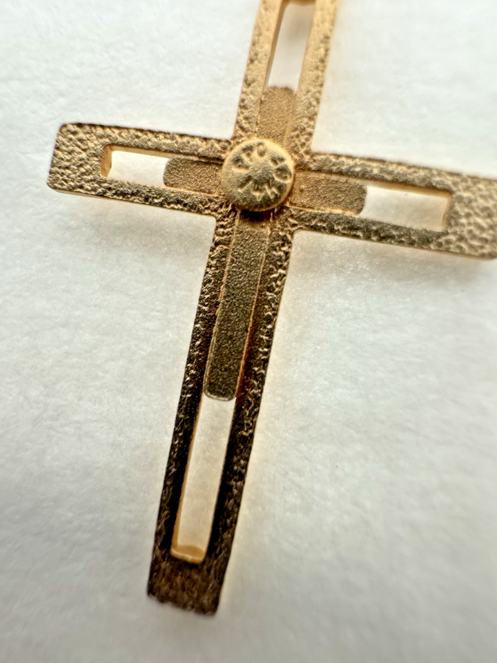 Christian Gold & Silver Cross w/ Necklace Chain 1/20 14KT GF Gold ...