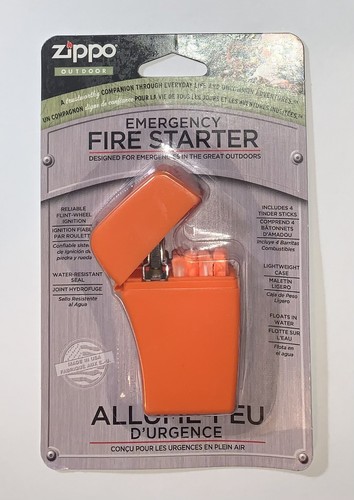 ZIPPO OUTDOOR EMERGENCY FIRE STARTER FLINT SPARK WHEEL & 4 TINDER ...