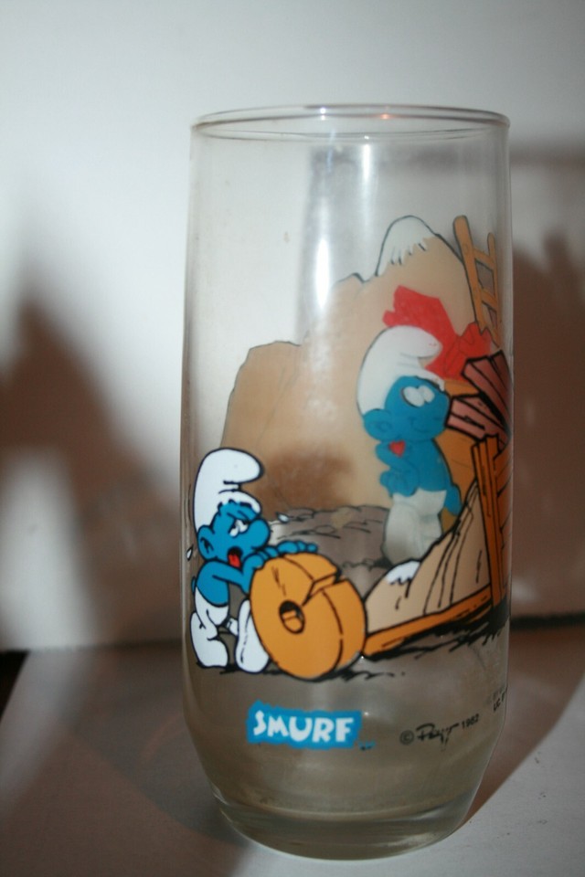 Smurf Water Highball Drink Glass Hefty Peyo 1982 vintage | eBay