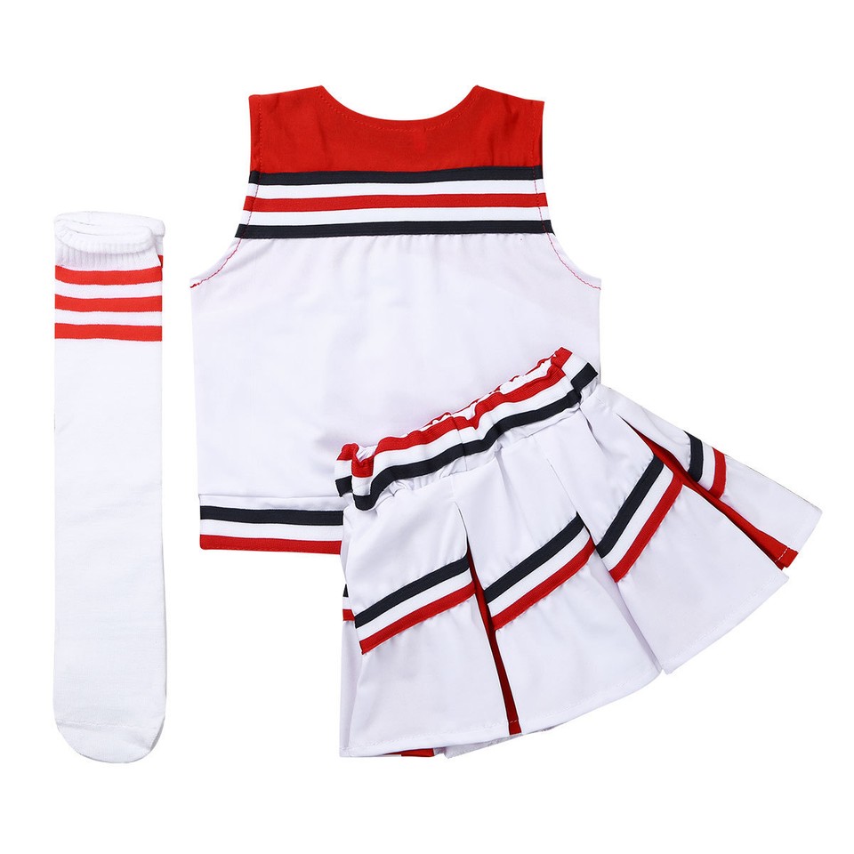 Girls Cheerleader Costume High School Kids Cheer Leader Fancy Dress ...