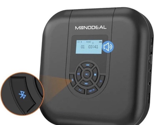 Monodeal bluetooth portable cd player with speakers and fm transmitte ...
