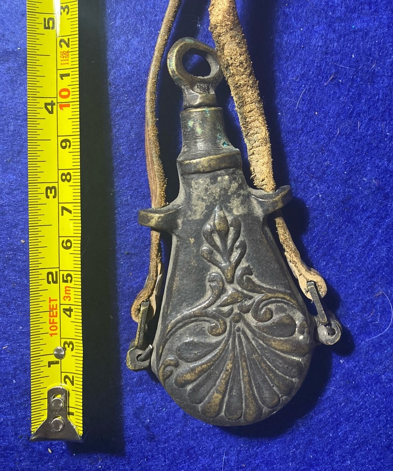 Rare 17-18th Century Heavy Bronze Powder Flask With Original Plug ...