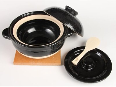Earthen Pot Clay Pot Kamado-san Black 24 cm Direct fire CT-01 Rice ...