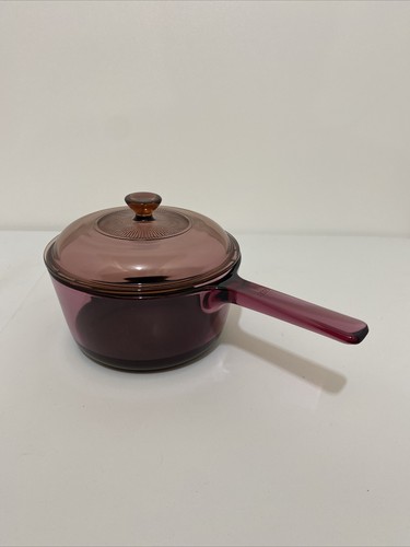 Vision Pyrex Corning Cranberry Cookware 1.5 L Sauce Pot Nonstick Pan w ...