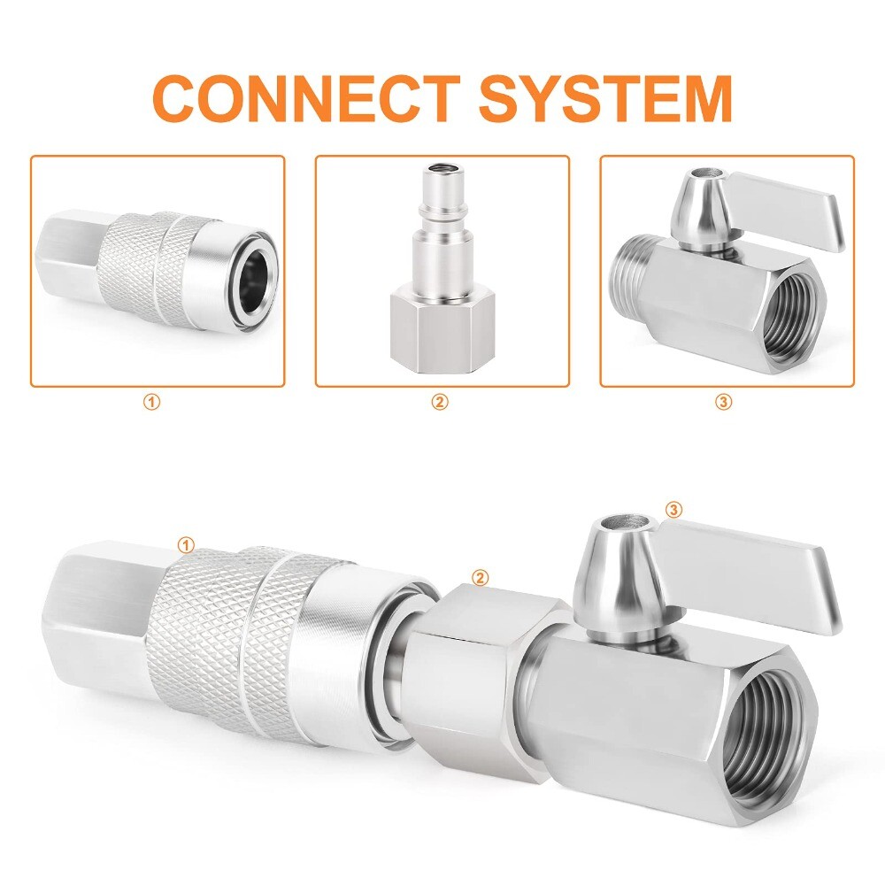 3PCS 1/4 inch Air Coupler Steel Quick connector Attachment Air Plug | eBay