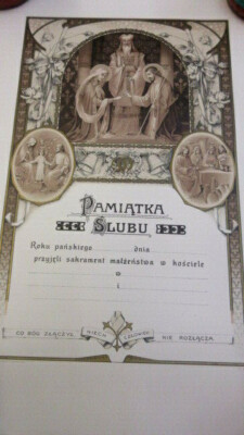 Blank Polish Church Marriage Certificate Blank Antique NOS SEPIA 1960s ...
