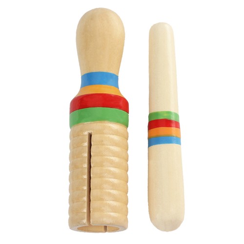 Colorful Solid Wood Wooden Kids Children Guiro Crow Sounder Toy ...