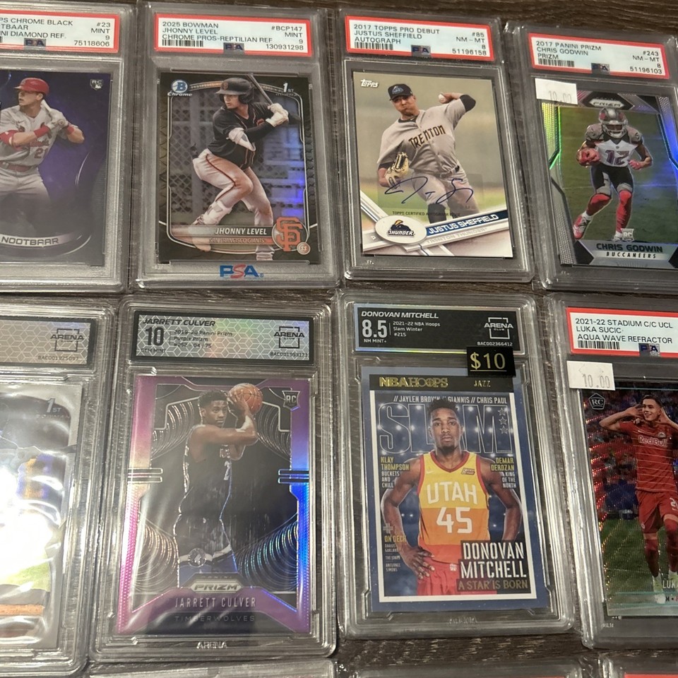 Lot Of 18 Bulk Slabs Graded Sports Cards Vintage Gem Rookie PSA Auto ...