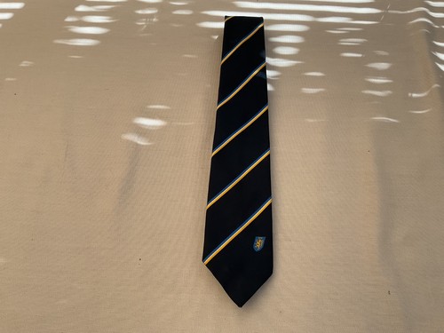 BRITISH CALEDONIAN CREW TIE NAVY WITH BLUE AND YELLOW STRIPES AND BCAL ...