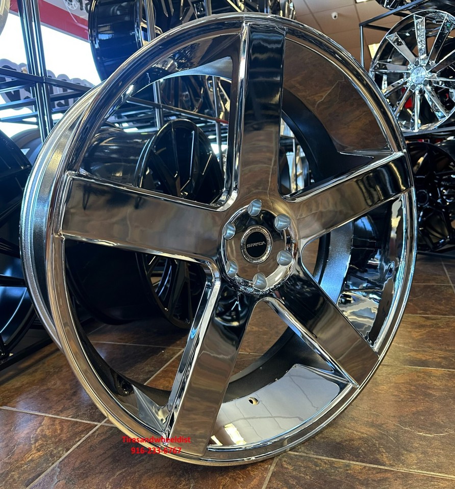 "24"" Strada Perfetto Chrome Plated One Piece Cast Wheel | 6x139.7 Bolt ...