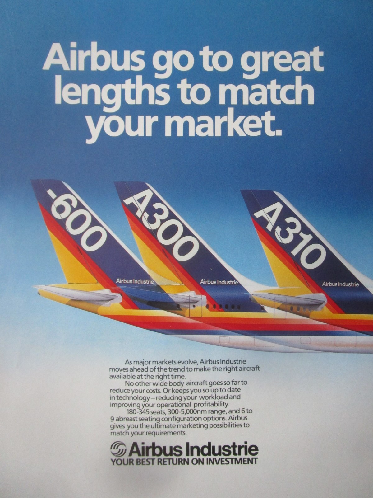 5/1986 PUB AIRBUS INDUSTRIE A300 A310 AIRLINER TAIL FLUGZEUG ORIGINAL ...