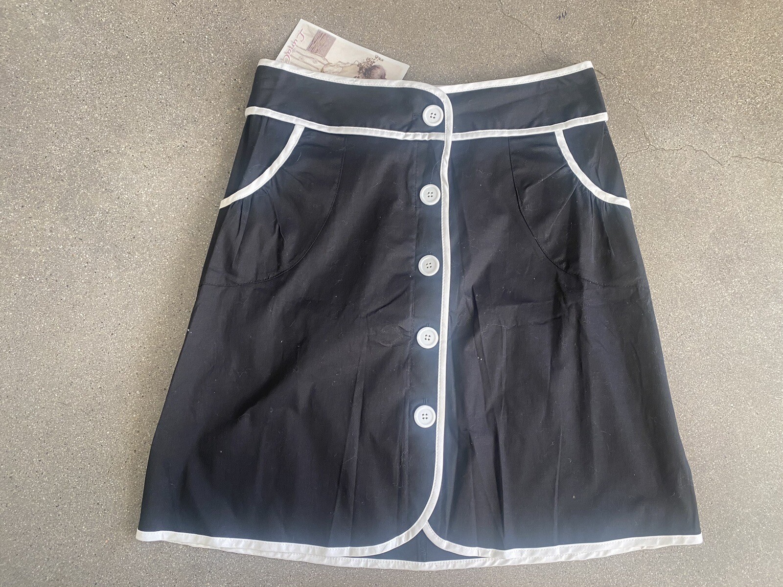 Luna Chix black skirt w/ white trim button front women S NWT | eBay