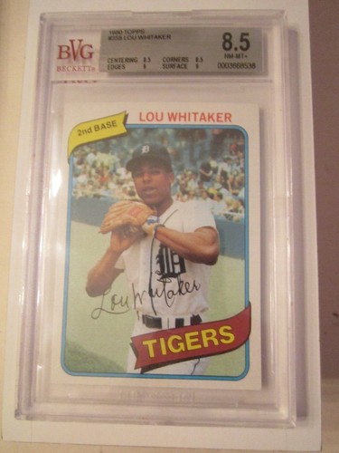 1980 LOU WHITAKER TOPPS BASEBALL CARD #358 BVG GRADED 8.5 NM-MT+ BBA-4 ...