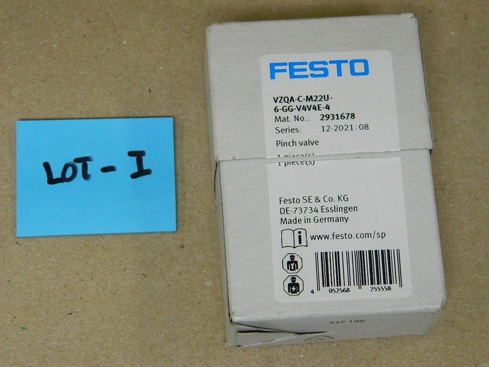Festo VZQA-C-M22U-6-GG-V4V4E-4 2931678 PINCH VALVE NEW LOT - I | eBay