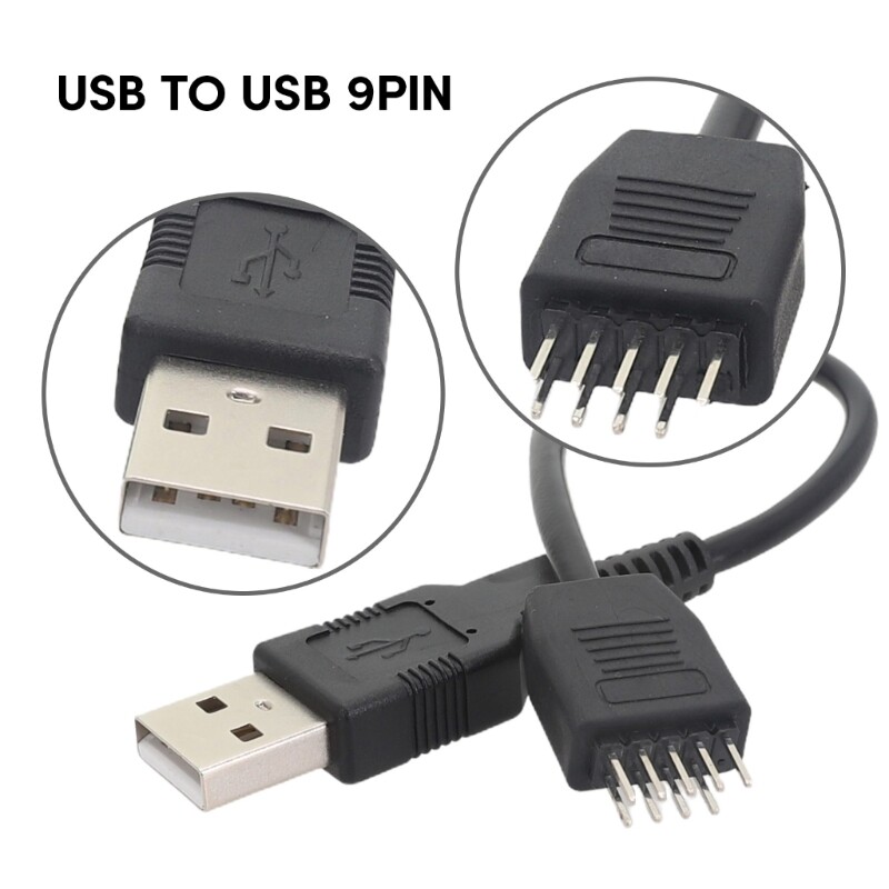 9Pin Male to External USB A Male Mainboard Internal Cord USB to 9Pin ...