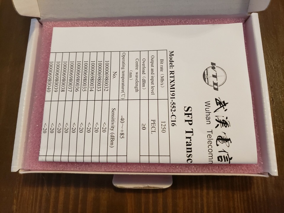 Lot of 10 WTD SFP Transceiver Modules - Model RTXM191-552-C16 - Brand ...