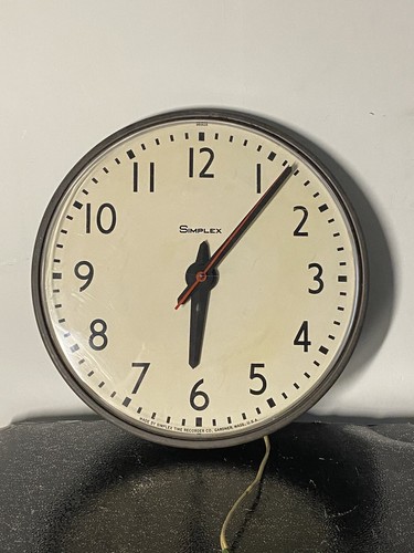 VINTAGE SIMPLEX TIME RECORDER Co. 13" ELECTRIC SCHOOL TYPE CLOCK | eBay