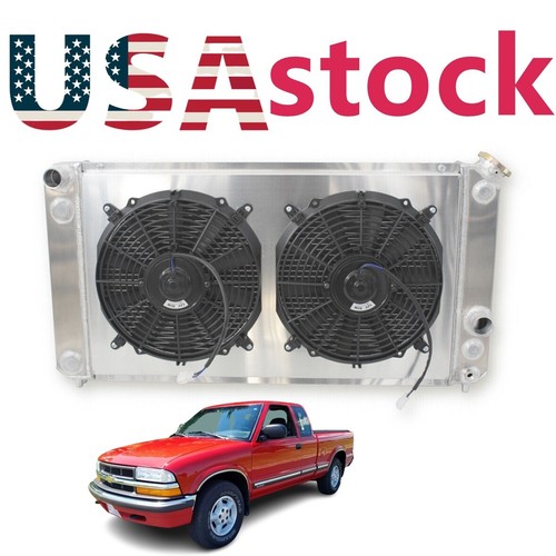 4 Row Aluminum Radiator With 2Fan For 1986-2005 Chevy S10 LS Swap 26.3 ...