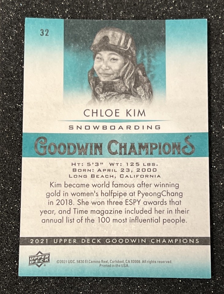 2021 Upper Deck Goodwin Champions 32 Chloe Kim Snowboarding Multi Sport ...