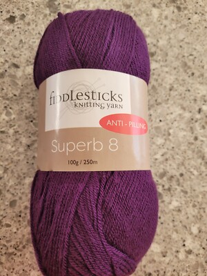 Fiddlesticks Superb 8 #70010 Purple Anti Pilling Acrylic Yarn 100g 250m ...