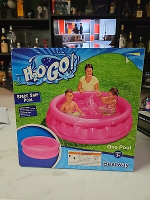 Bestway H2O GO Space Ship Inflatable Blow Up Kids Swimming Pool Pink 60 ...