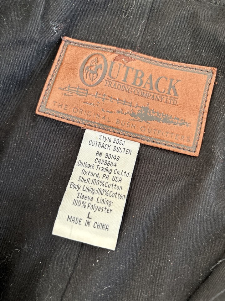 Outback Trading Co Bush Trader Waxed Oilskin Black Duster Coat Jacket ...