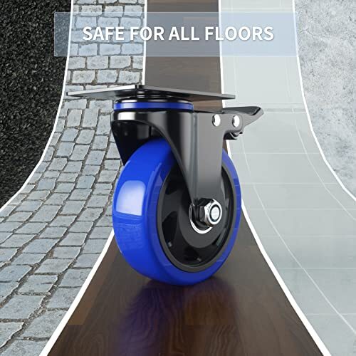 5Inch Caster Wheels with Safety Dual Locking Heavy Duty Casters Set of ...