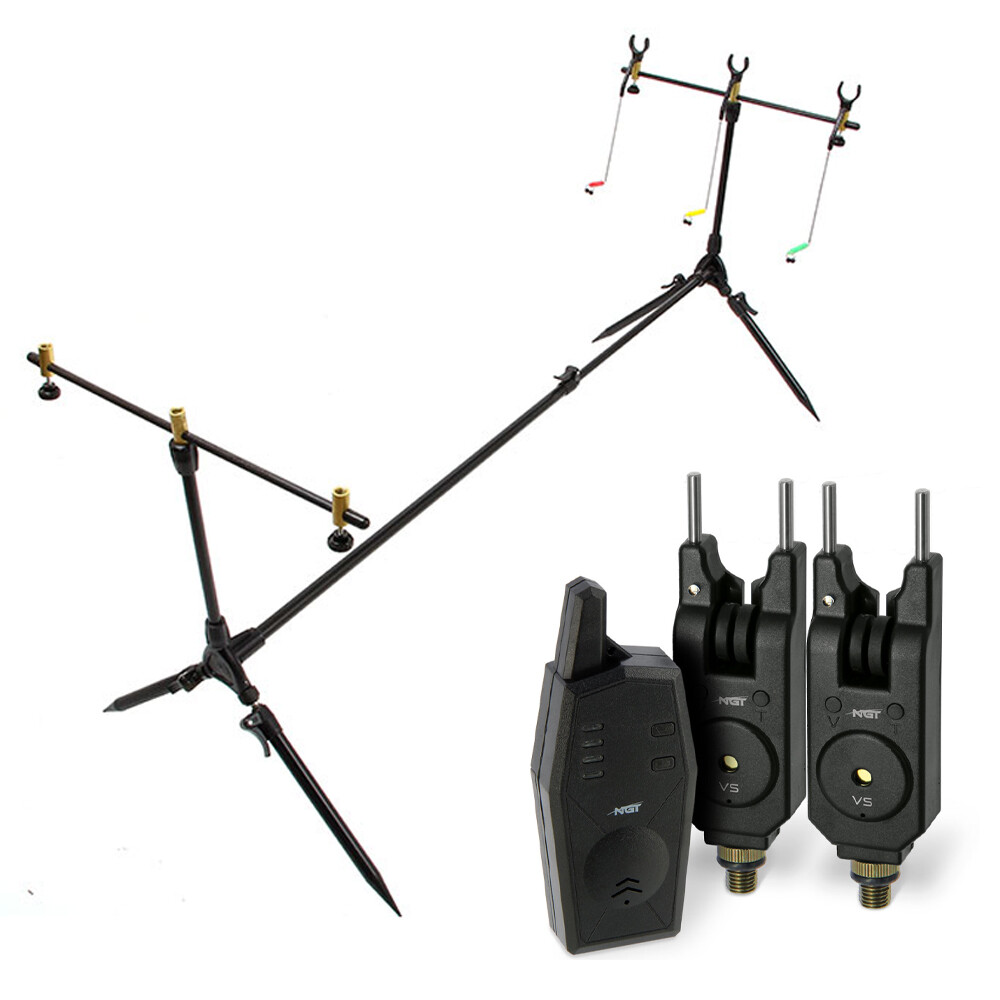 Fishing 3 Rod Pod Stand Setup With Indicator Hangers And Bite Alarms ...