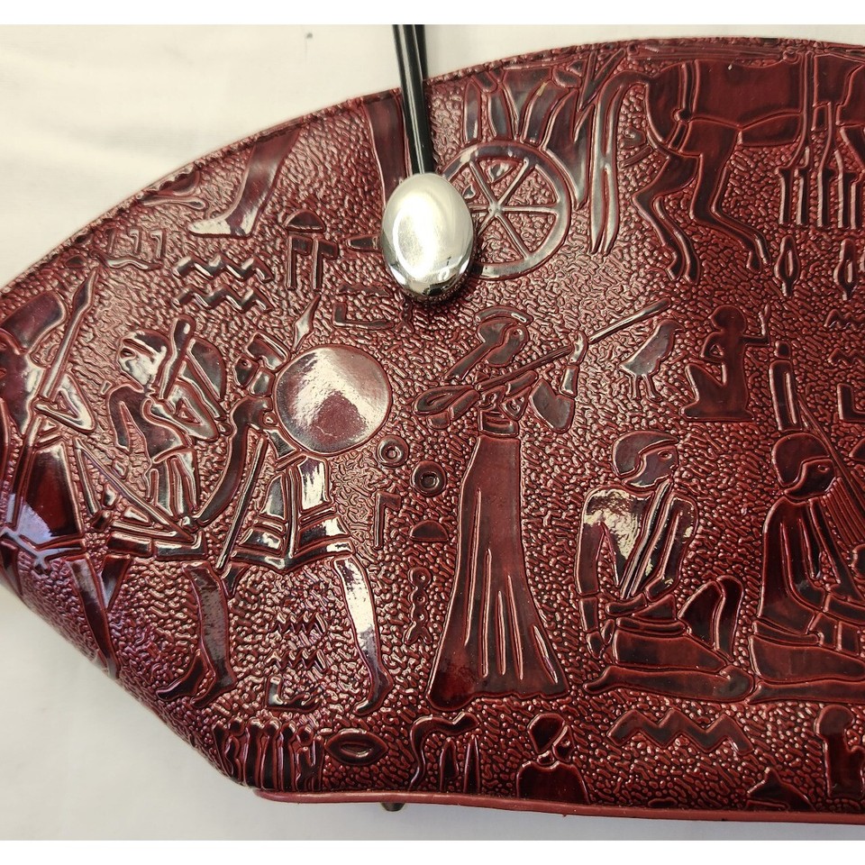 Embossed Crimson Red Egyptian Revival Satchel Unique Purse Novelty ...