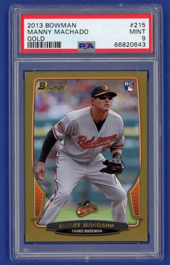 2013 Bowman GOLD #215 MANNY MACHADO (RC) ROOKIE - San Diego Padres PSA ...