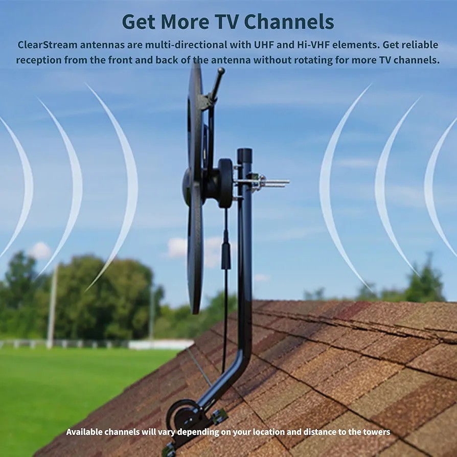 Antennas Direct ClearStream 2MAX Indoor Outdoor TV Antenna, UHF VHF ...