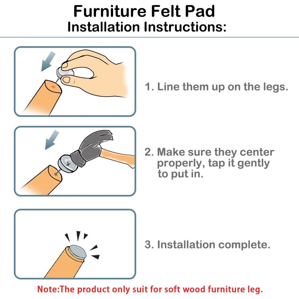 Desk Furniture Feet Legs Floor Protector Felt Pad Nails 16mm Diameter ...