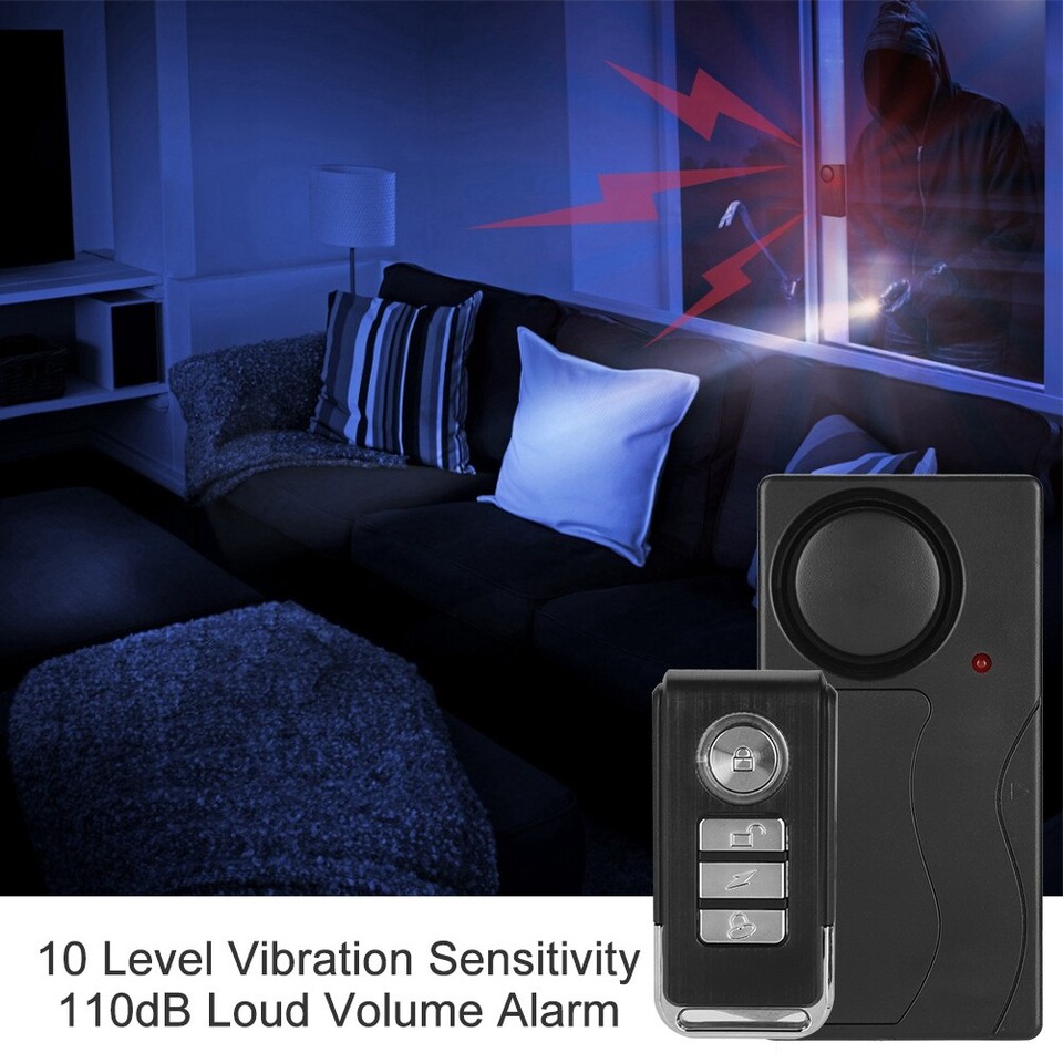 Wireless Vibration Alarm Remote Security Burglar Alarm for Door Window ...