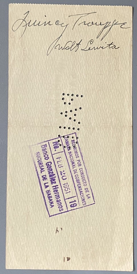 Negro League Quincy Trouppe Cuban Baseball Signed Payroll Check HOF Al ...