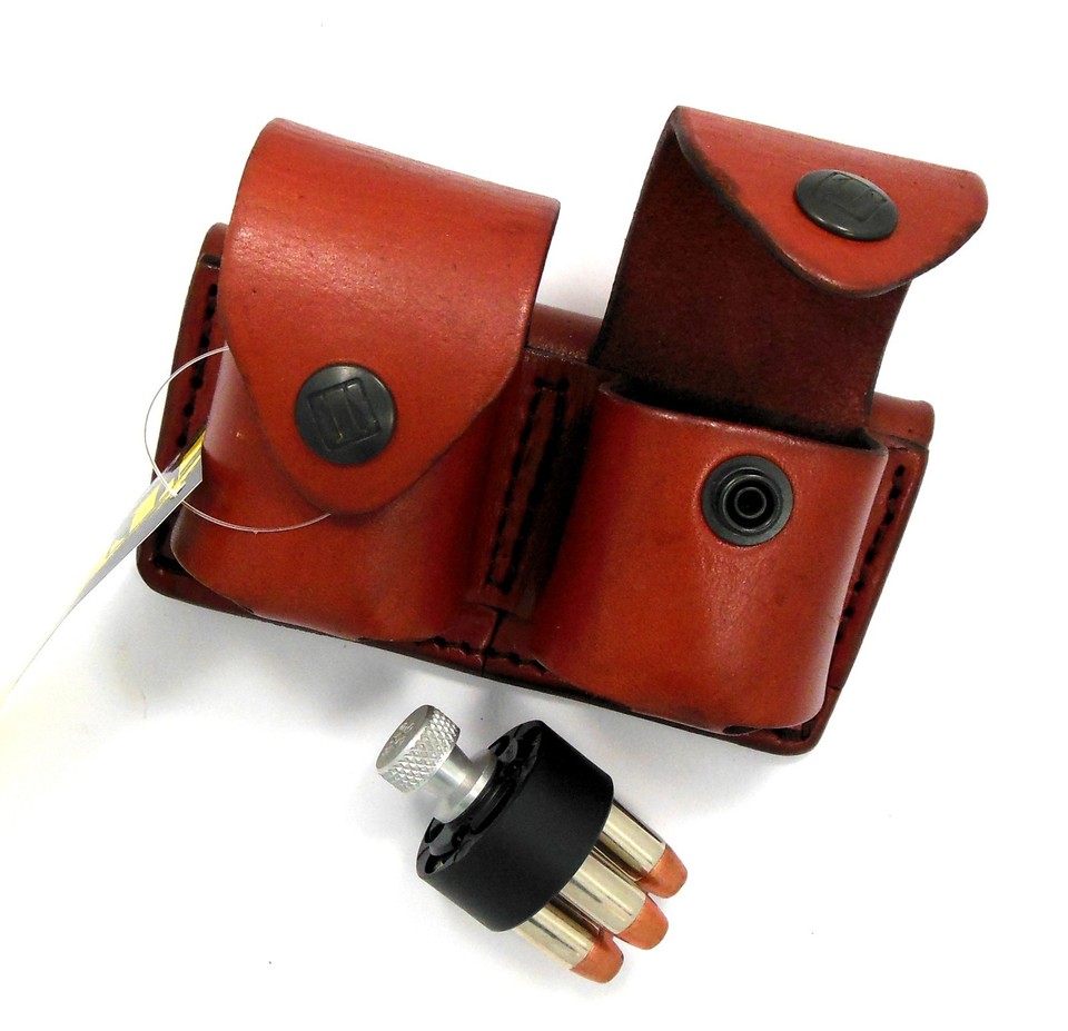 TAGUA GUNLEATHER BROWN LEATHER DOUBLE SPEEDLOADER POUCH for .44 .45 CAL ...