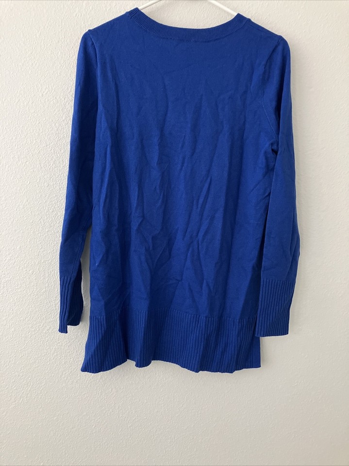 Denim & Co. Crew Neck Long Slv Hi-Low Sweater - Blue (sz Small) A515549 ...